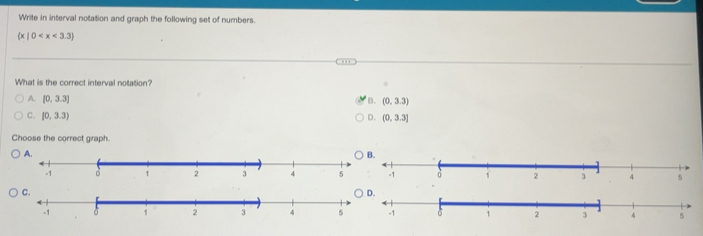 Solved: Write in interval notation and graph the following set of ...