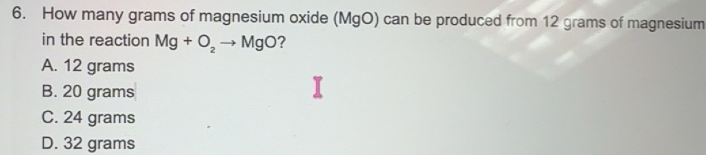 Solved: How many grams of magnesium oxide (MgO) can be produced from 12 ...
