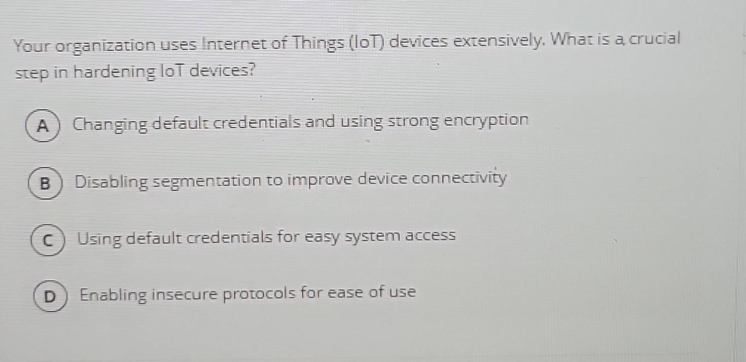 Solved: Your organization uses Internet of Things (IoT) devices ...