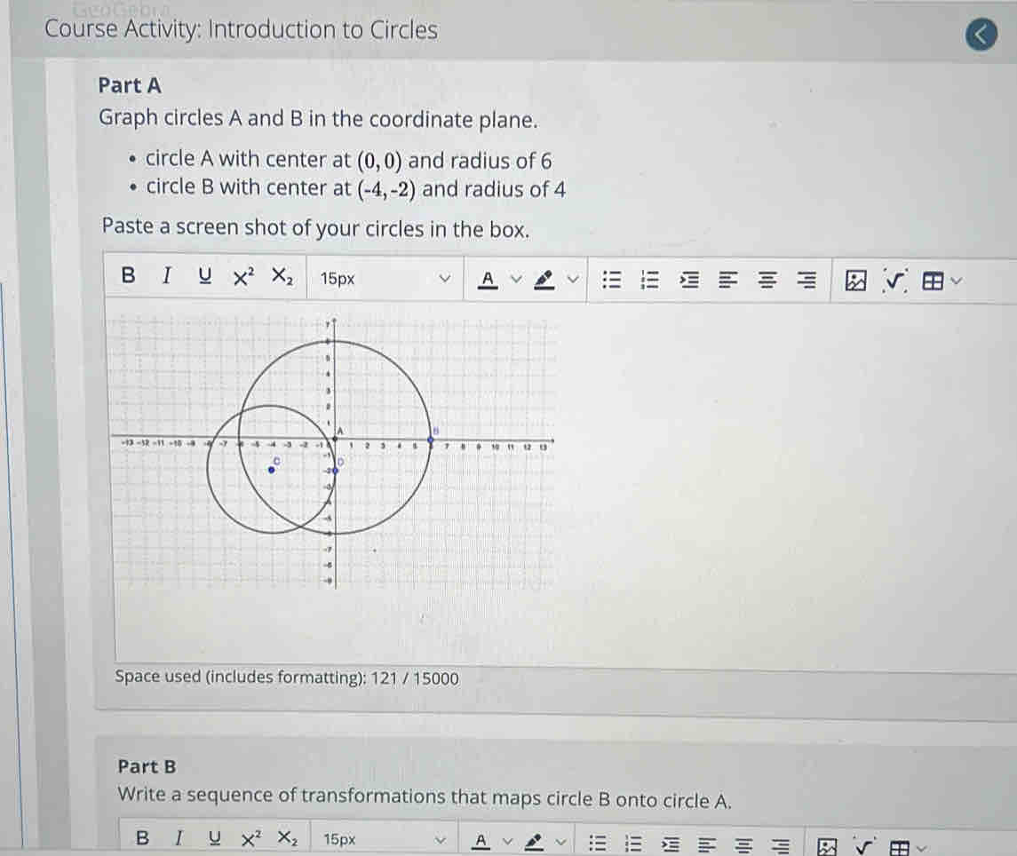 Solved: Course Activity: Introduction to Circles Part A Graph circles A ...