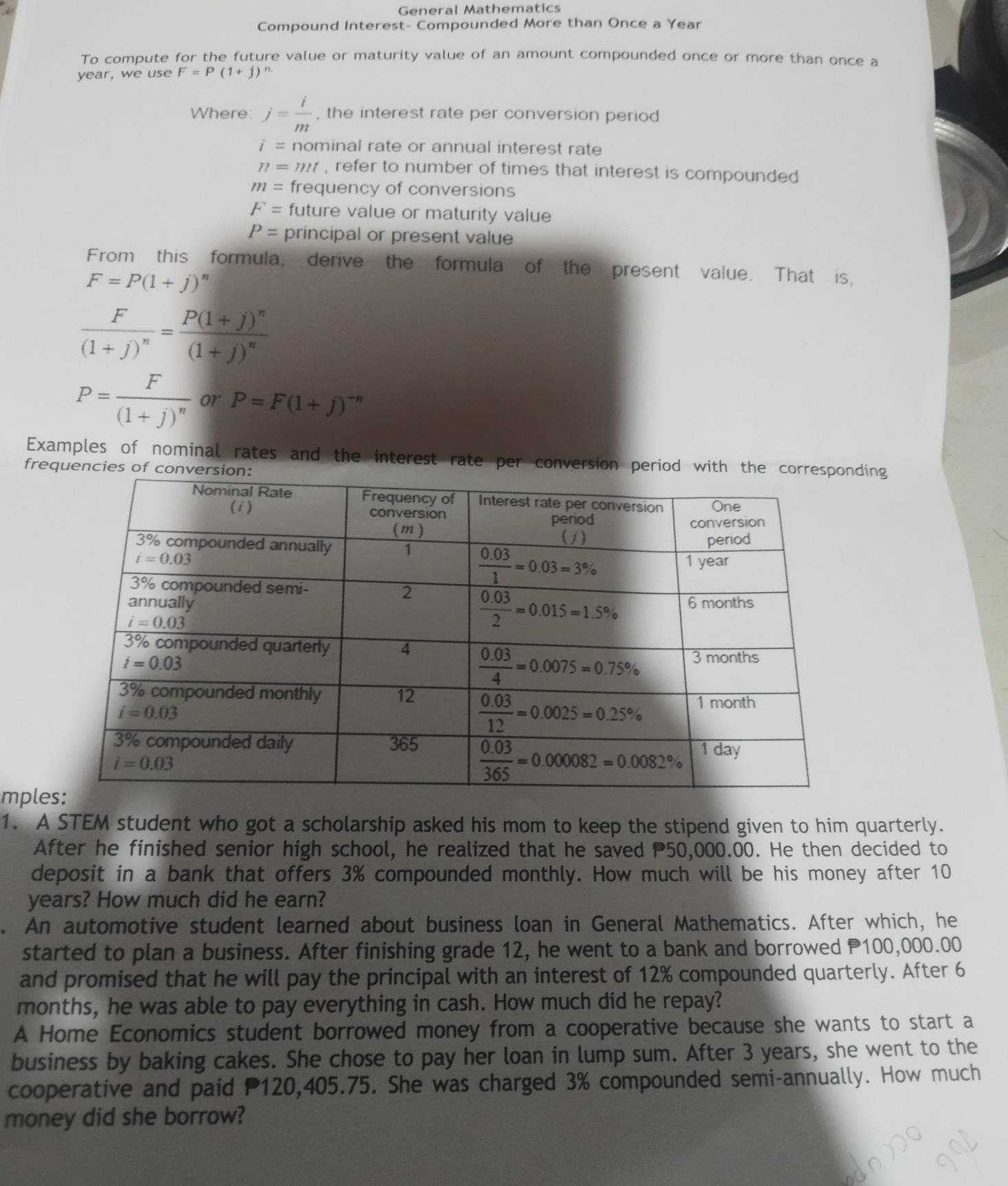 Solved: General Mathematics Compound Interest- Compounded More than ...