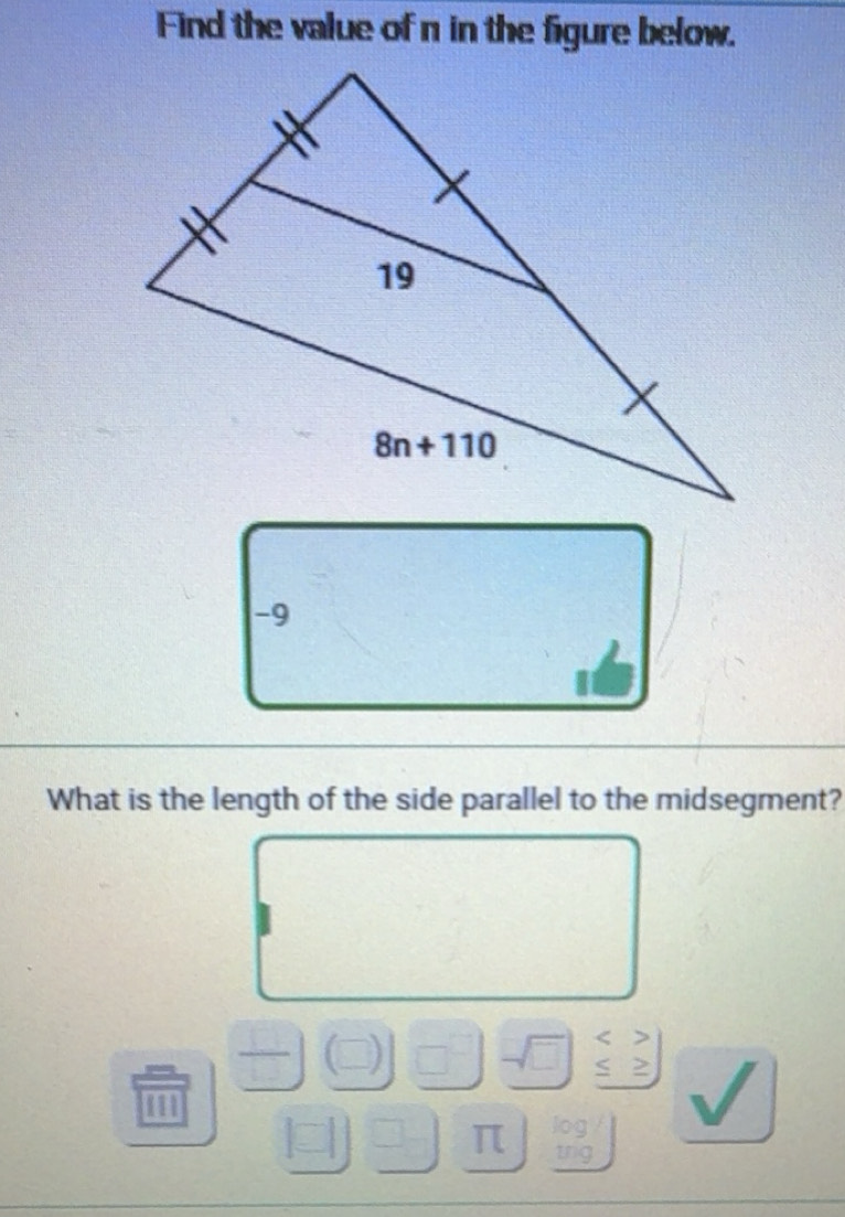 Gelöst:Find the value of n in the figure below. -9 What is the length ...