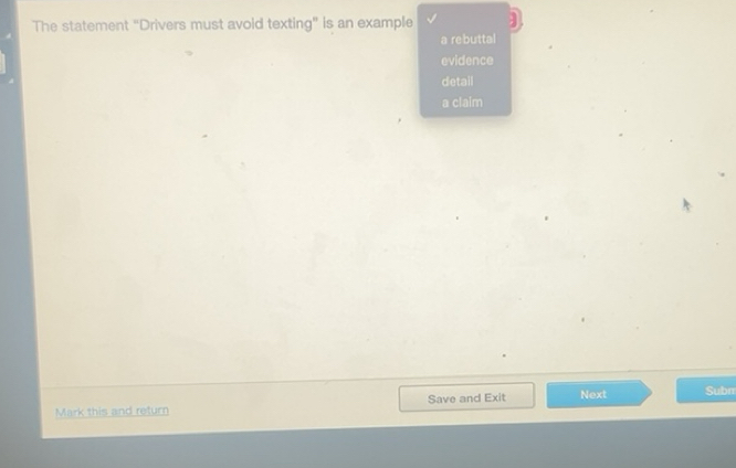 Solved: The statement "Drivers must avoid texting" is an example a re ...