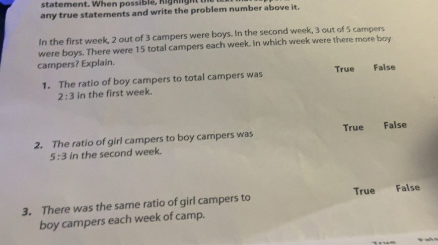 Solved: statement. When possible, Kighgh any true statements and write ...