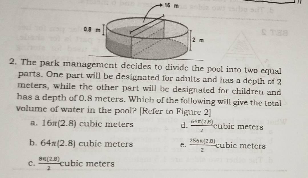 Solved: The park maecides to divide the pool into two equal parts. One ...