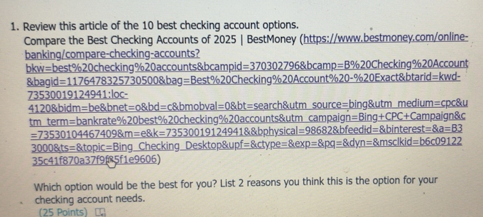 Solved: Review this article of the 10 best checking account options ...