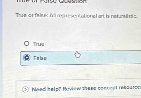 Solved: Tue or Paise Question True or false: All representational art ...