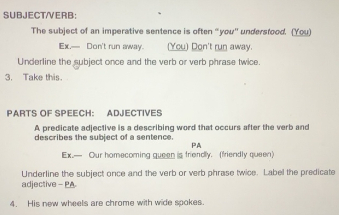 Solved: SUBJECT/VERB: The subject of an imperative sentence is often ...
