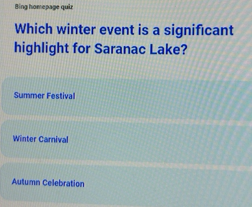 Solved: Bing homepage quiz Which winter event is a significant ...