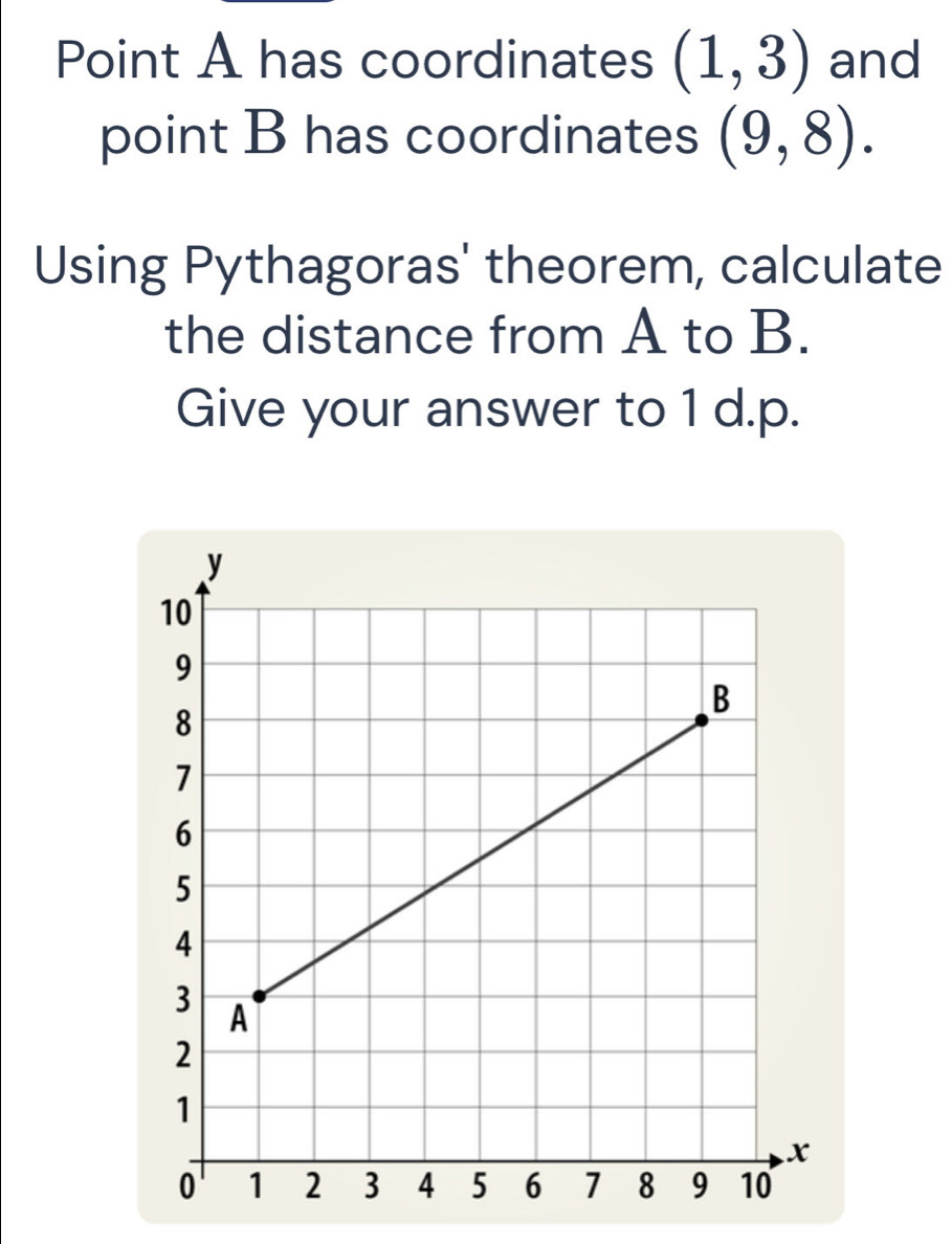 Solved: Point A has coordinates (1,3) and point B has coordinates (9,8 ...