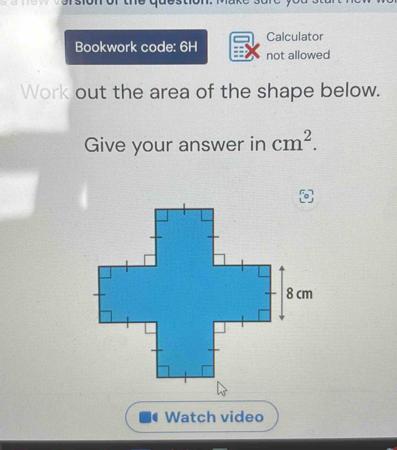 Solved: Calculator Bookwork code: 6H not allowed Work out the area of ...