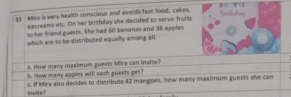 Solved: Mira is very health conscious and avoids fast food, cakes ...