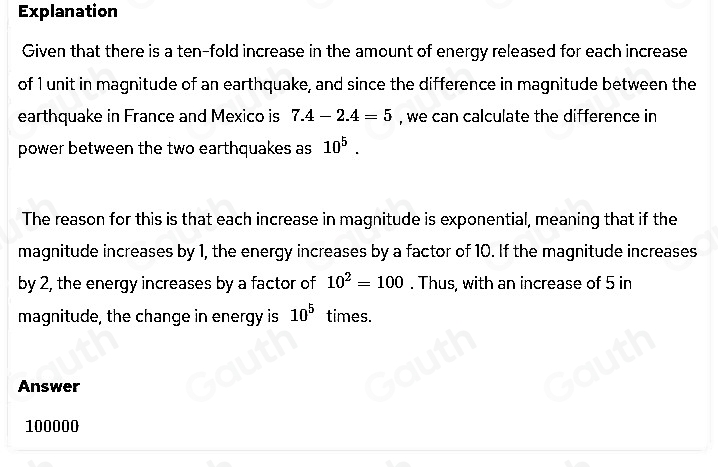 Solved: For each increase of 1 unit in magnitude of an earthquake ...