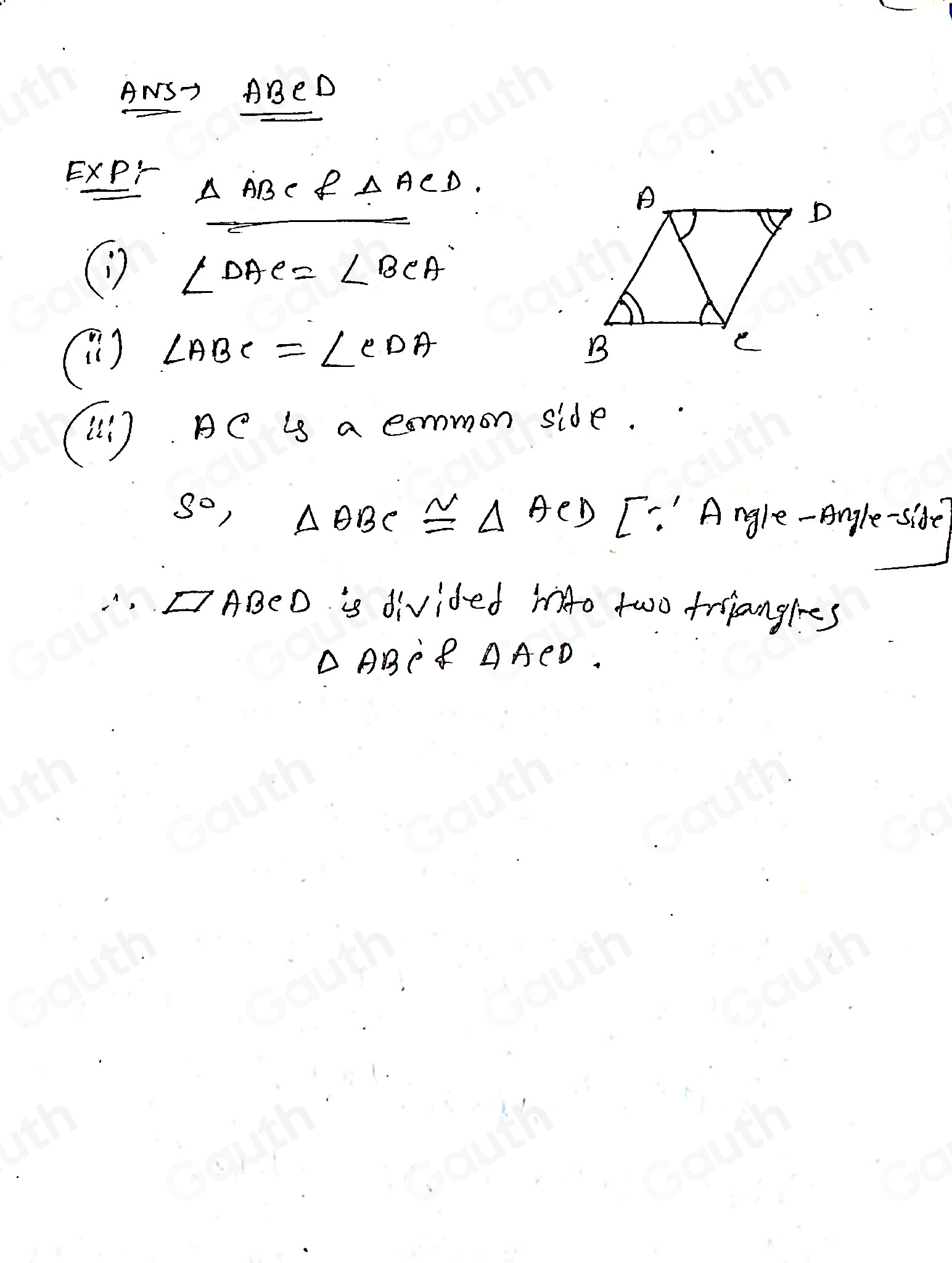 Solved: Which parallelogram is divided into two triangles that could be ...