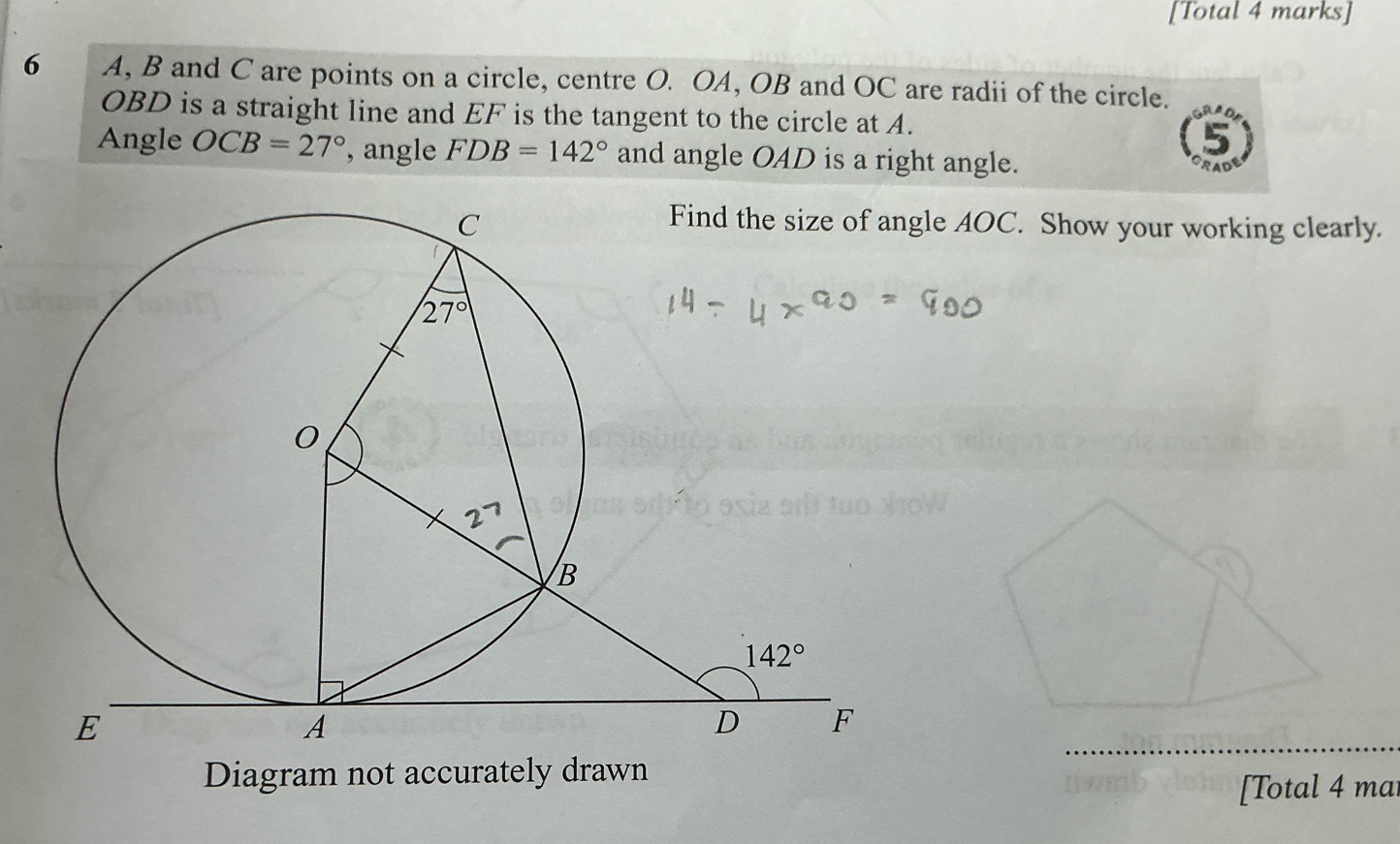 Solved: [Total 4 marks] 6 A, B and C are points on a circle, centre O ...