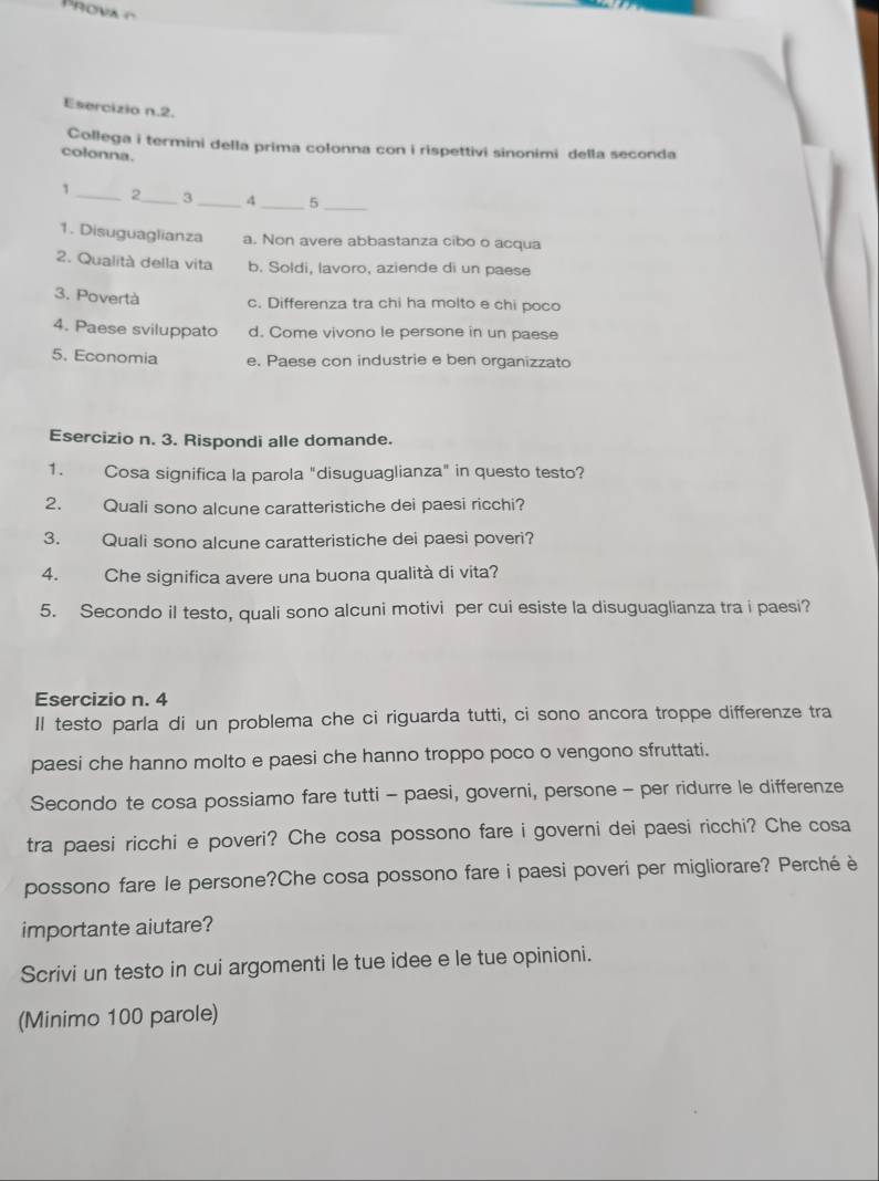 Risolto:Collega i termini della prima colonna con i rispettivi sinonimi ...