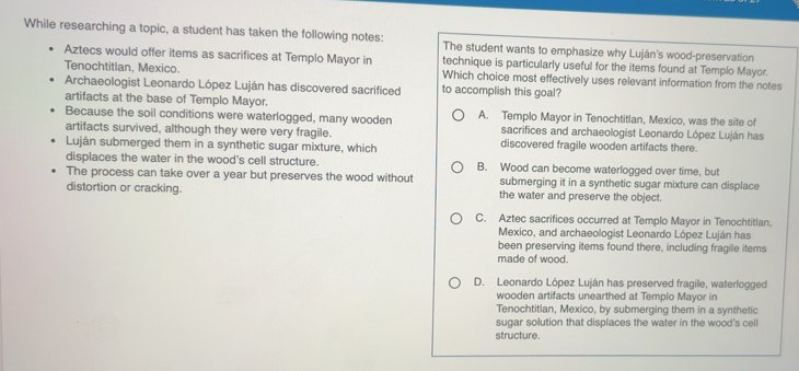 Solved: While researching a topic, a student has taken the following ...