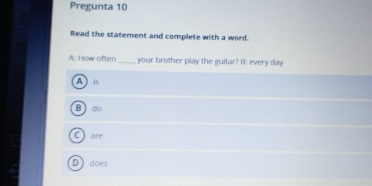 Resuelto:Pregunta 10 Read the statement and complete with a word. A ...