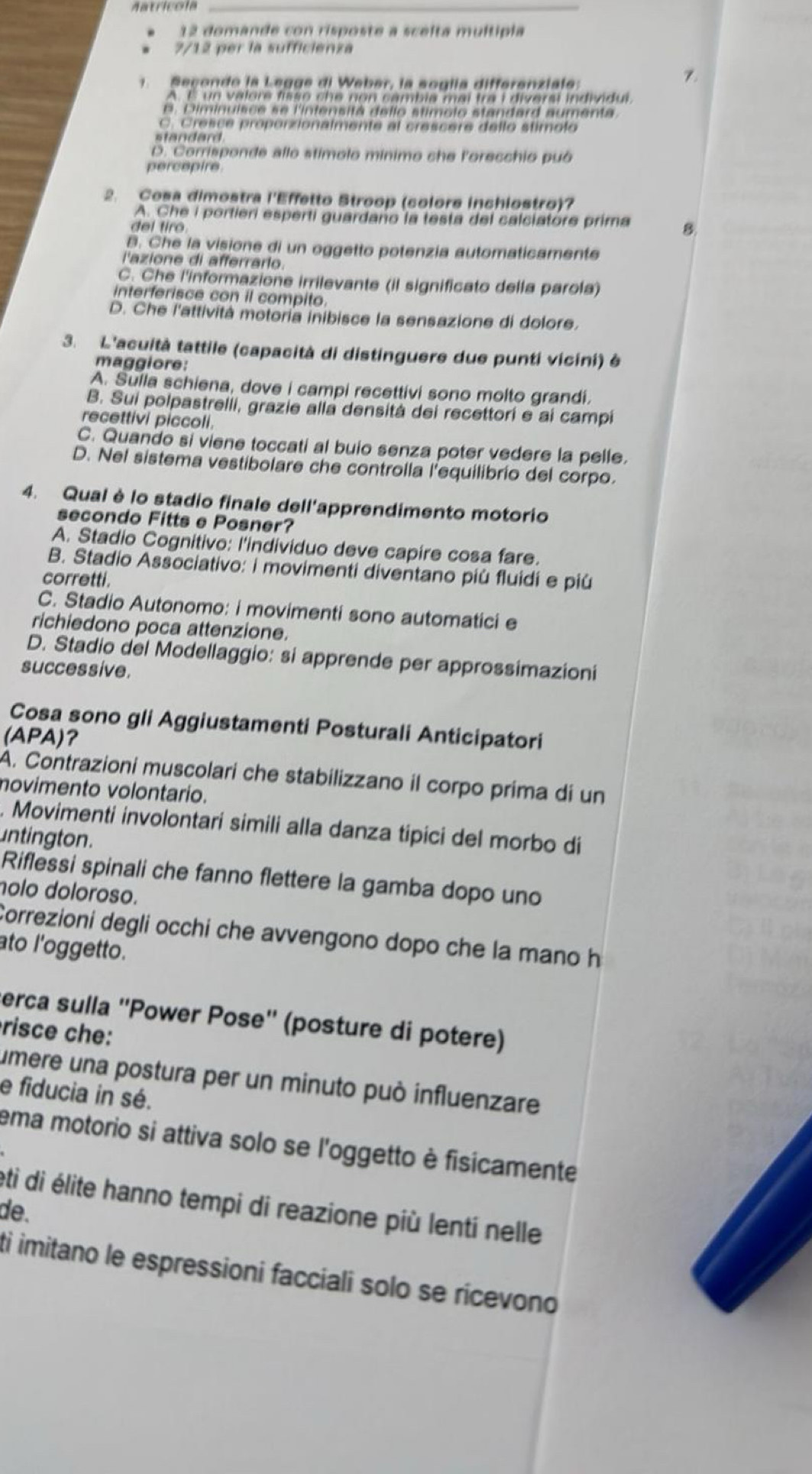 Risolto:Aatricoía_ 12 domande con risposte a scelta multipla 7/12 per ...