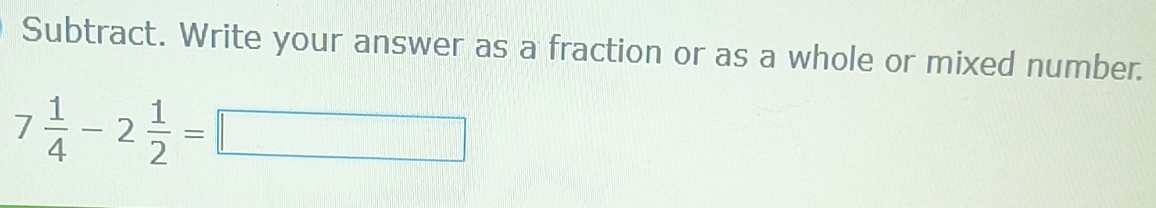 Solved: Subtract. Write your answer as a fraction or as a whole or ...