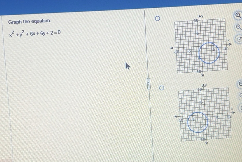 Solved: Graph the equation. x^2+y^2+6x+6y+2=0 [Math]