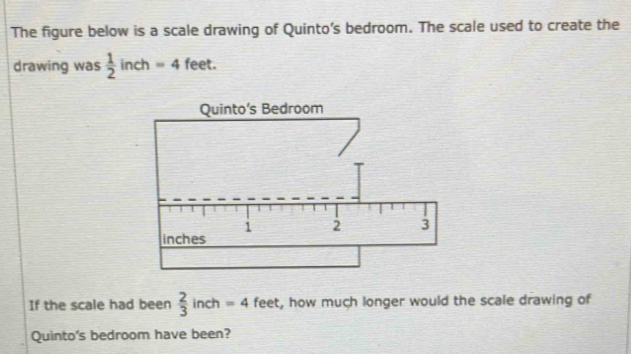 Solved: The figure below is a scale drawing of Quinto’s bedroom. The ...