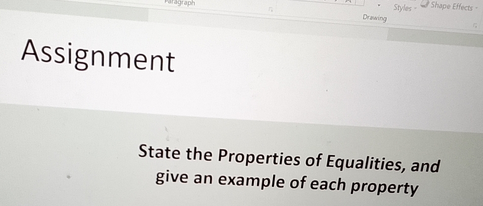 Solved: Paragraph * Styles Shape Effects Drawing Assignment State the ...