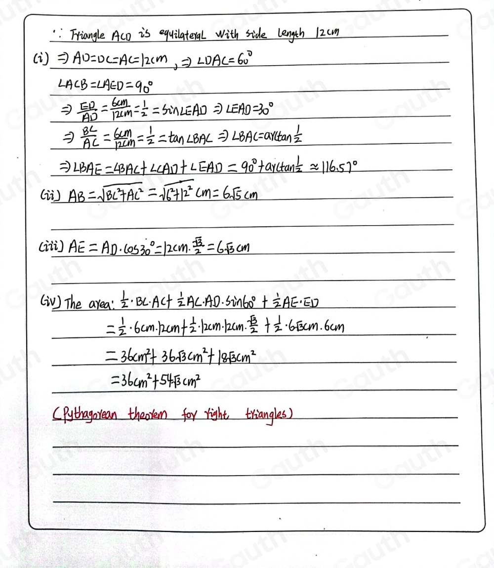 Solved: In the pentagon ABCDE, angle ACB= angle AED=90°. Triangle ACD ...