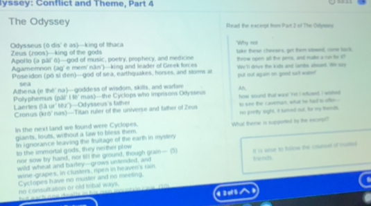 Resuelto:lyssey: Conflict and Theme, Part 4 32 11 The Odyssey Read the ...