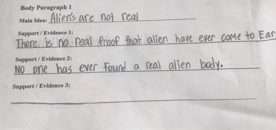 Solved: Body Paragraph 1 Main Idea: _ _ Support / Evidence 1: Support ...