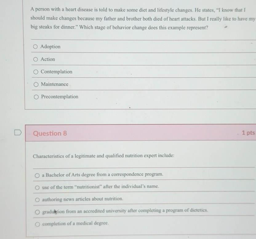 Solved: A person with a heart disease is told to make some diet and ...