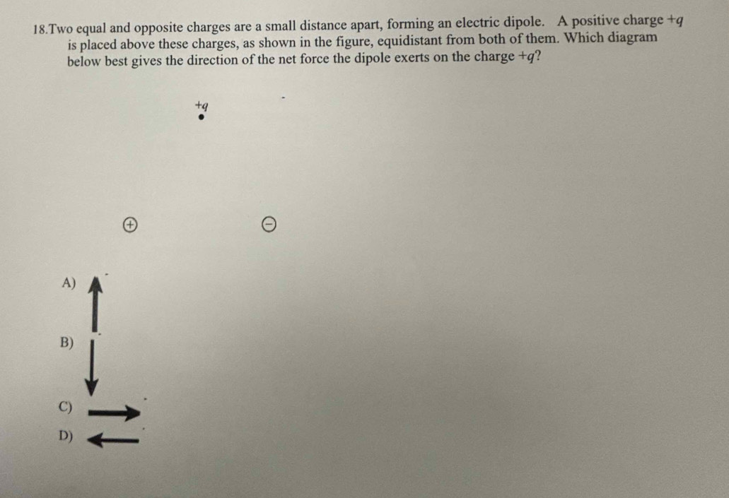 Solved: Two equal and opposite charges are a small distance apart, forming an electric dipole. A ...