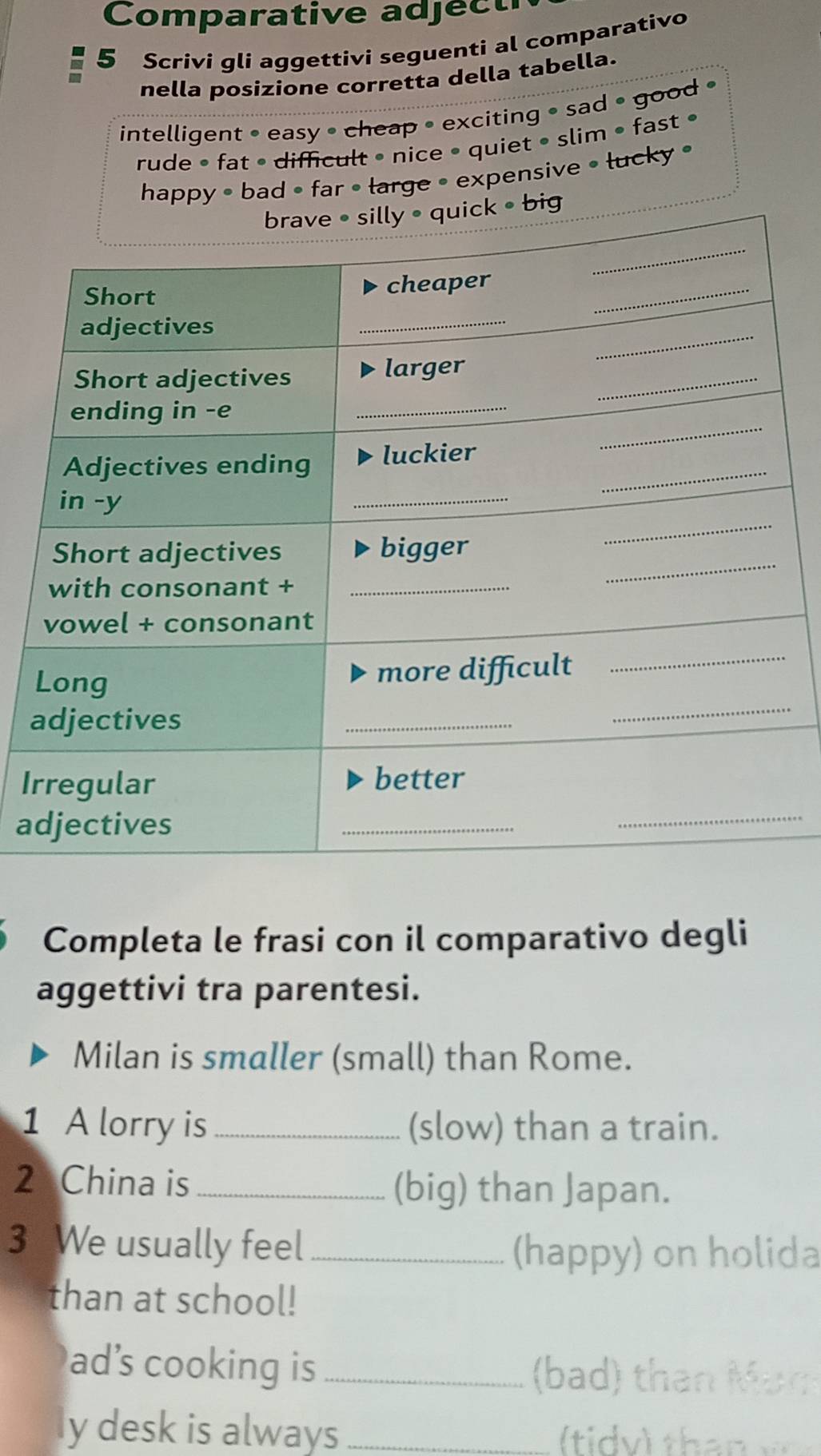 Risolto:Comparative adject 5 Scrivi gli aggettivi seguenti al ...
