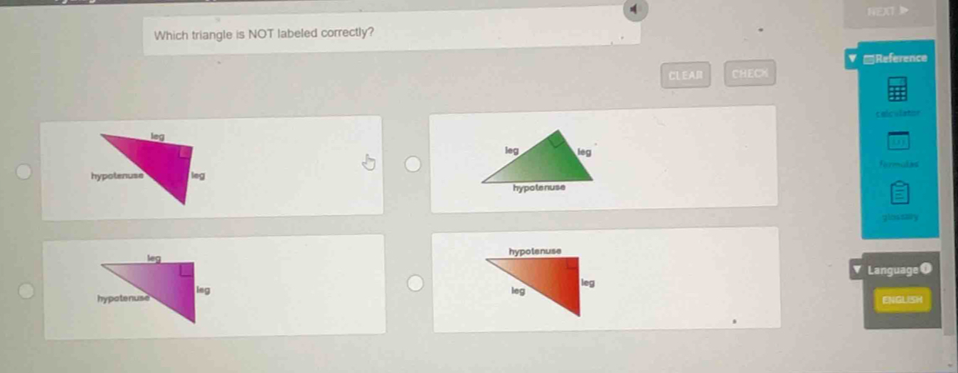 Solved: Which triangle is NOT labeled correctly? E ≌Reference CLEAR ...