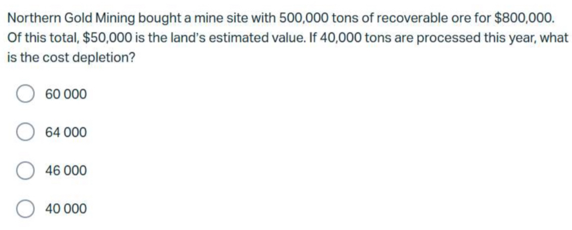 Solved: Northern Gold Mining bought a mine site with 500,000 tons of ...