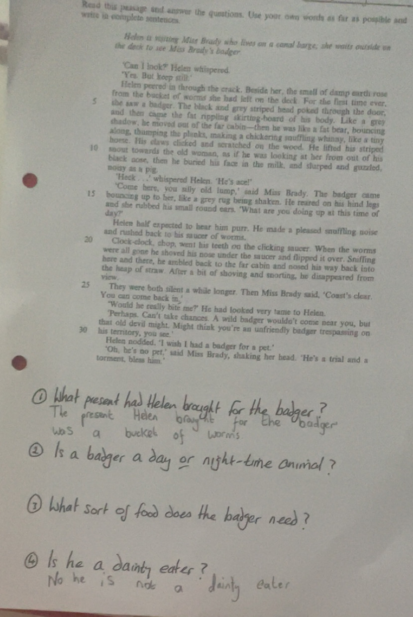 Solved: Read this passage and answer the questions. Use your own words ...