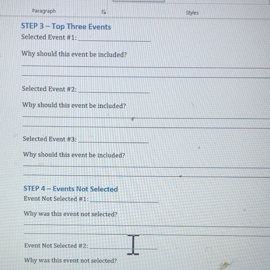 Solved: Paragraph Styles STEP 3 - Top Three Events _ Selected Event #1 ...