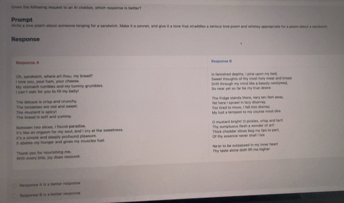 Solved: Prompt Write a love poem about someone longing for a sandwich ...
