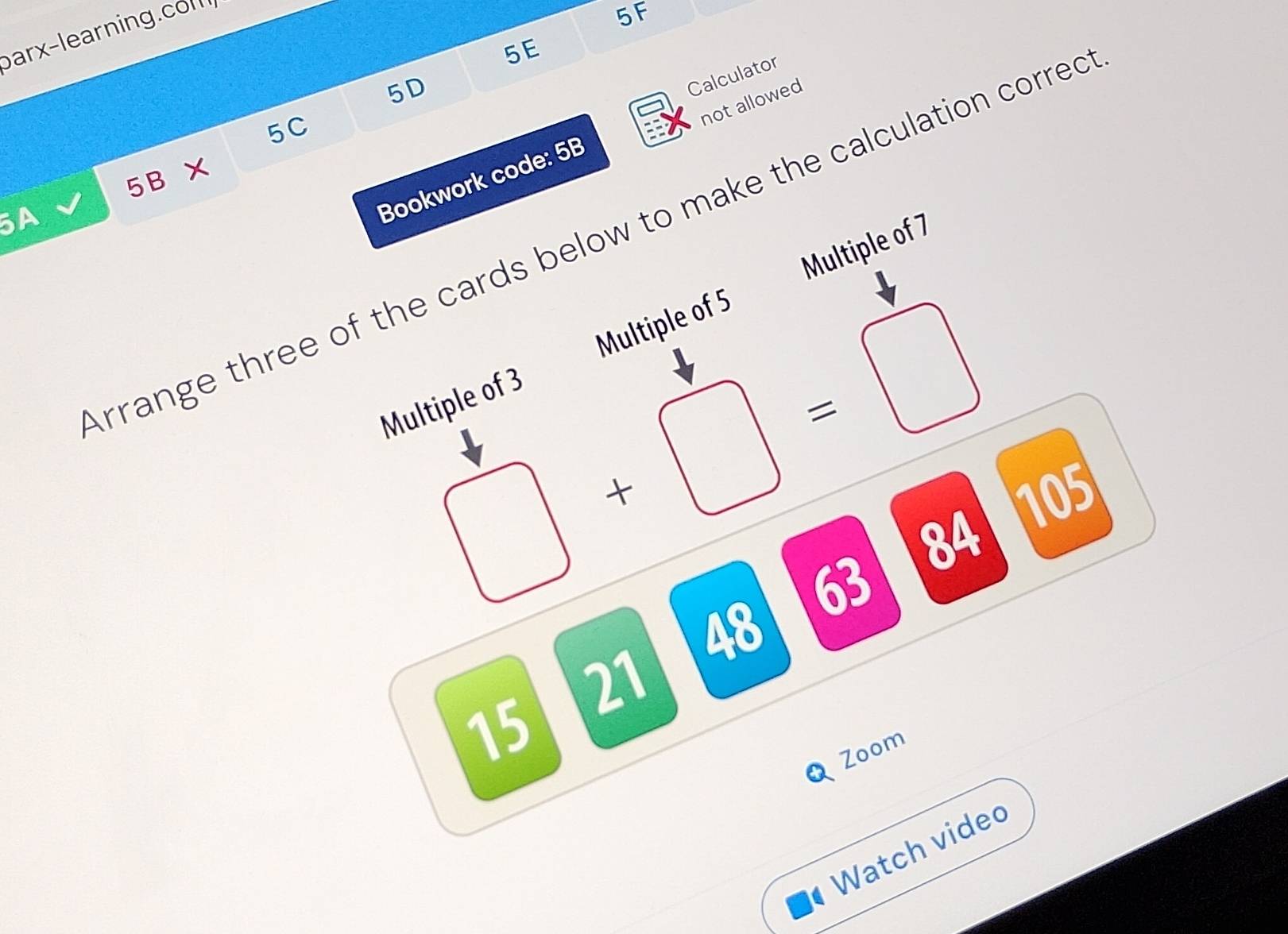 Solved: arx-learning.col 5F 5E 5D Calculator not allowed 5C 5B × 5A ...