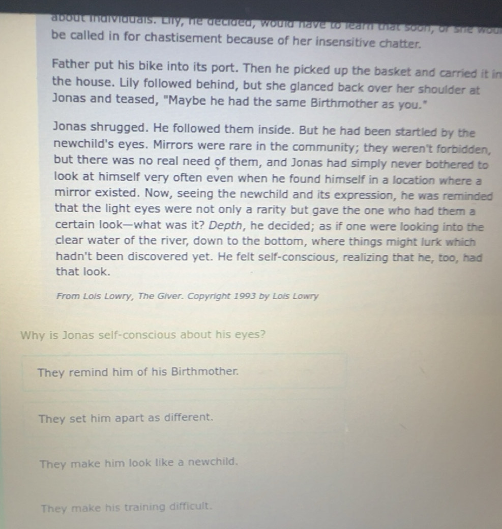 Solved: about individuals. Lily, he decided, would have to leam that ...