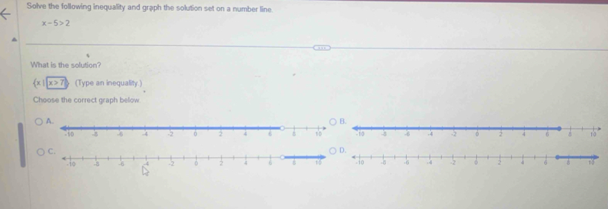 Solved: Solve the following inequality and graph the solution set on a ...