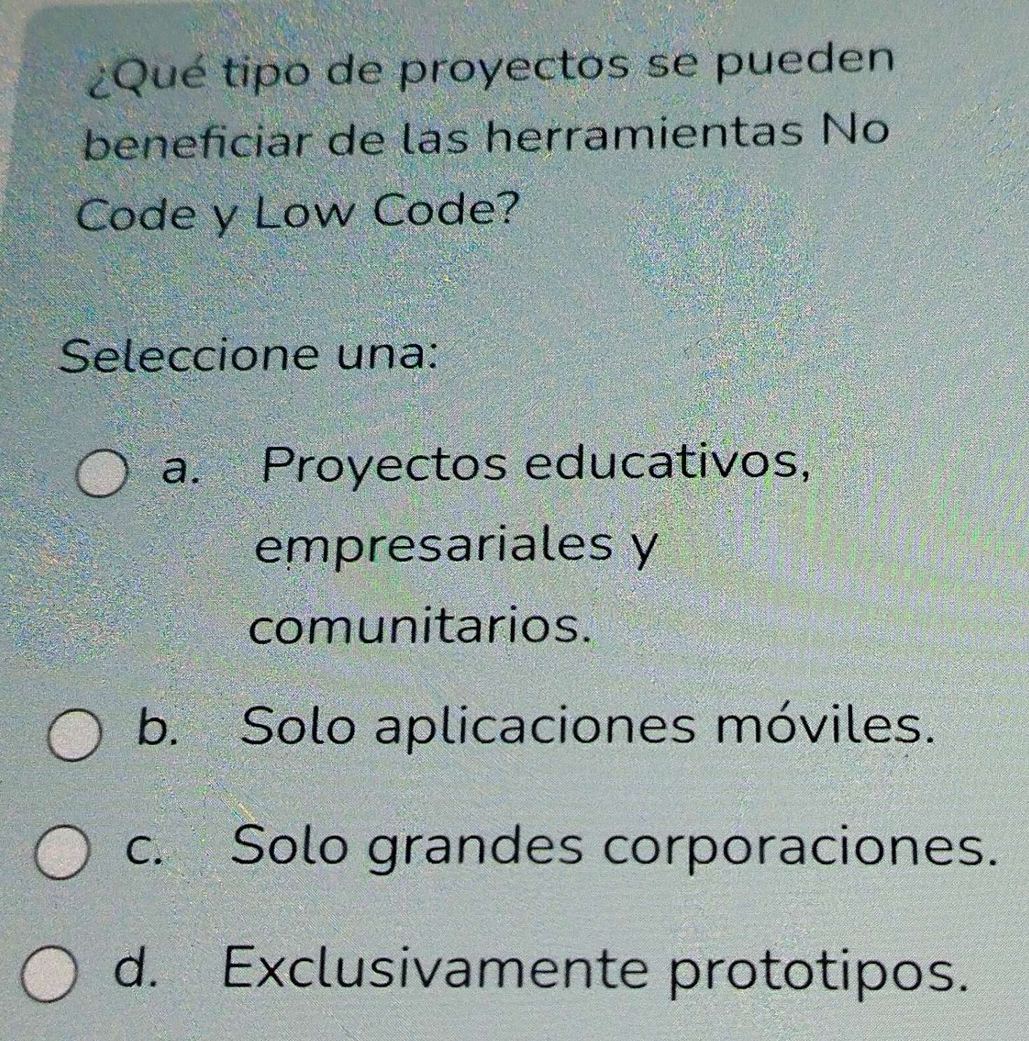 Resuelto:¿Qué tipo de proyectos se pueden beneficiar de las ...