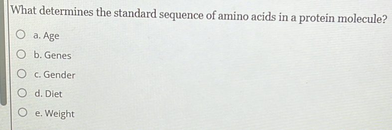 Solved: What determines the standard sequence of amino acids in a ...