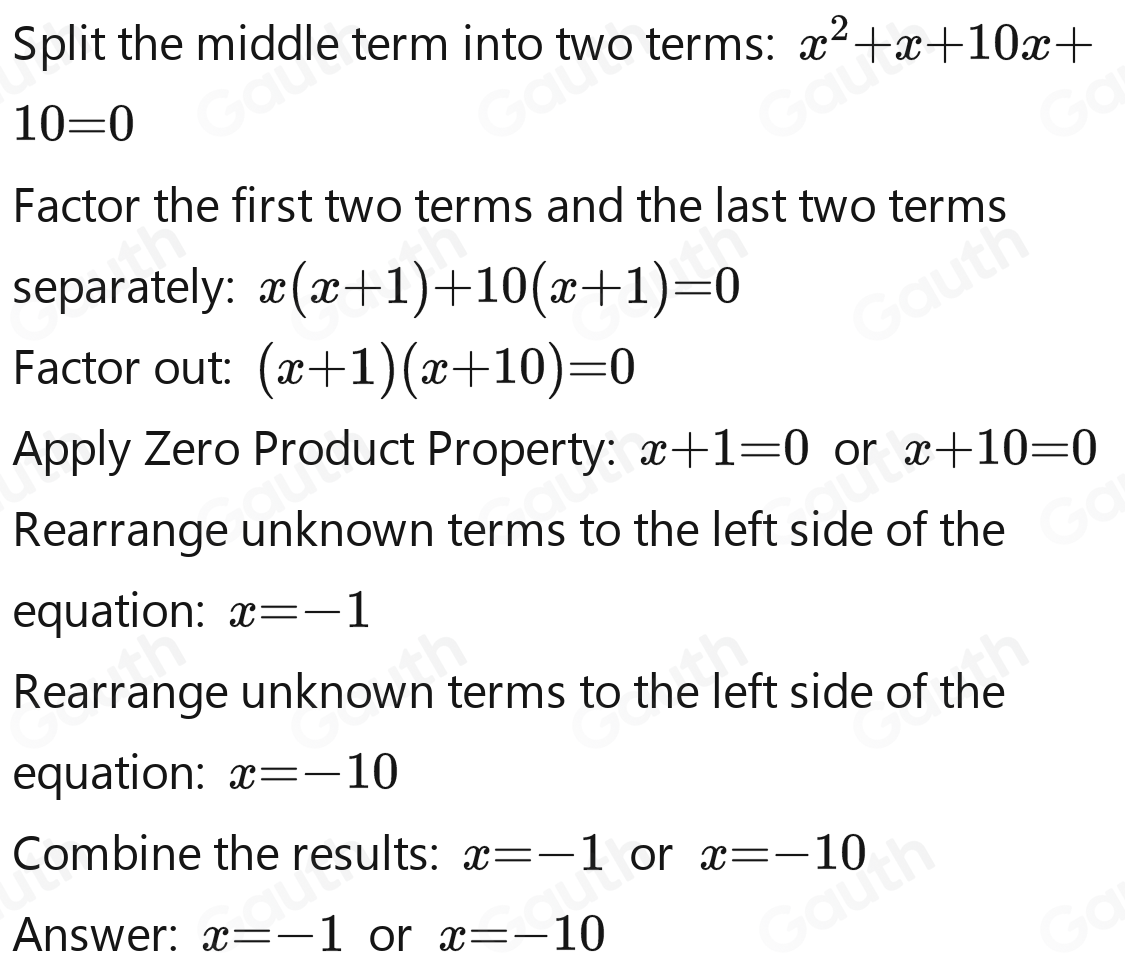 Solved: x^2+11x+10=0 [Math]