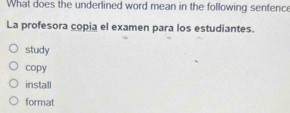 Solved: What does the underlined word mean in the following sentence La ...