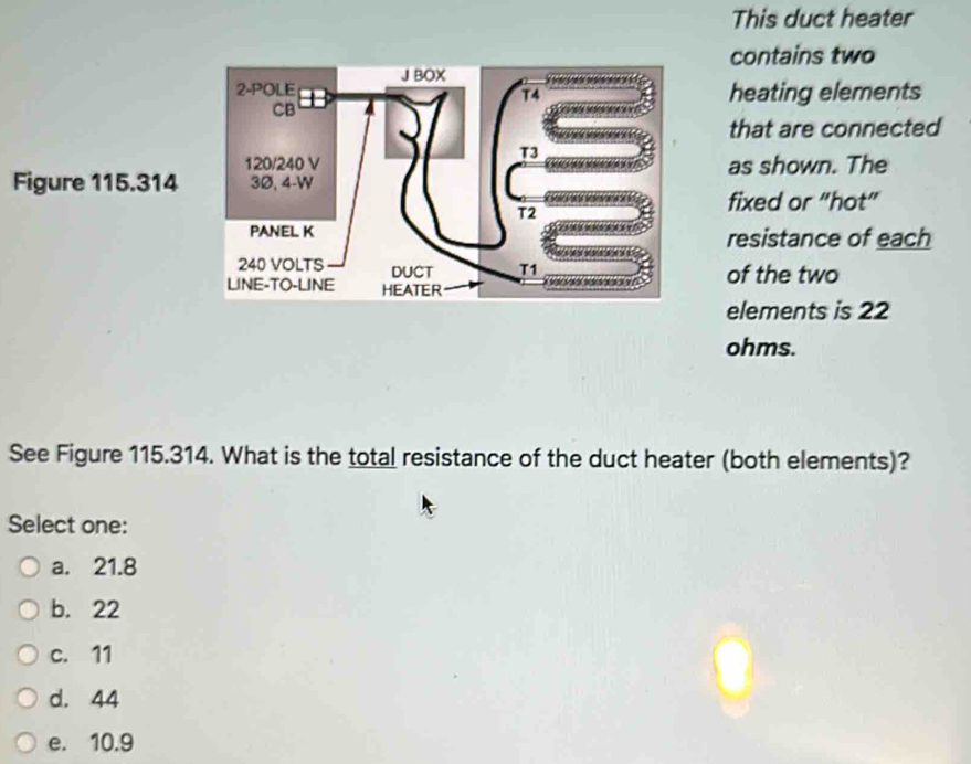 This duct heater contains two heating elements that are connected as ...