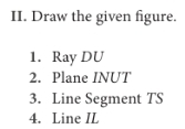 Solved: Draw the given figure. 1. Ray DU 2. Plane INUT 3. Line Segment ...