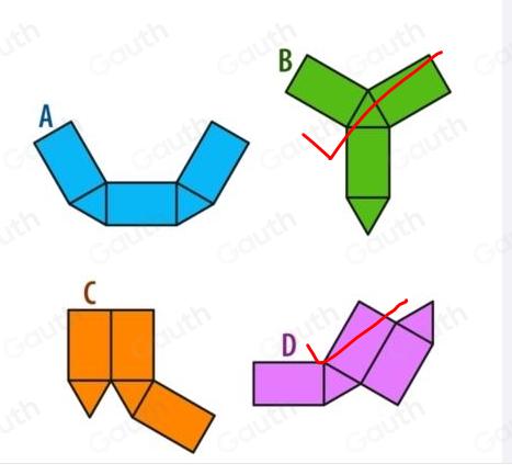 Solved: Select all of the shapes below that are nets of a triangular ...