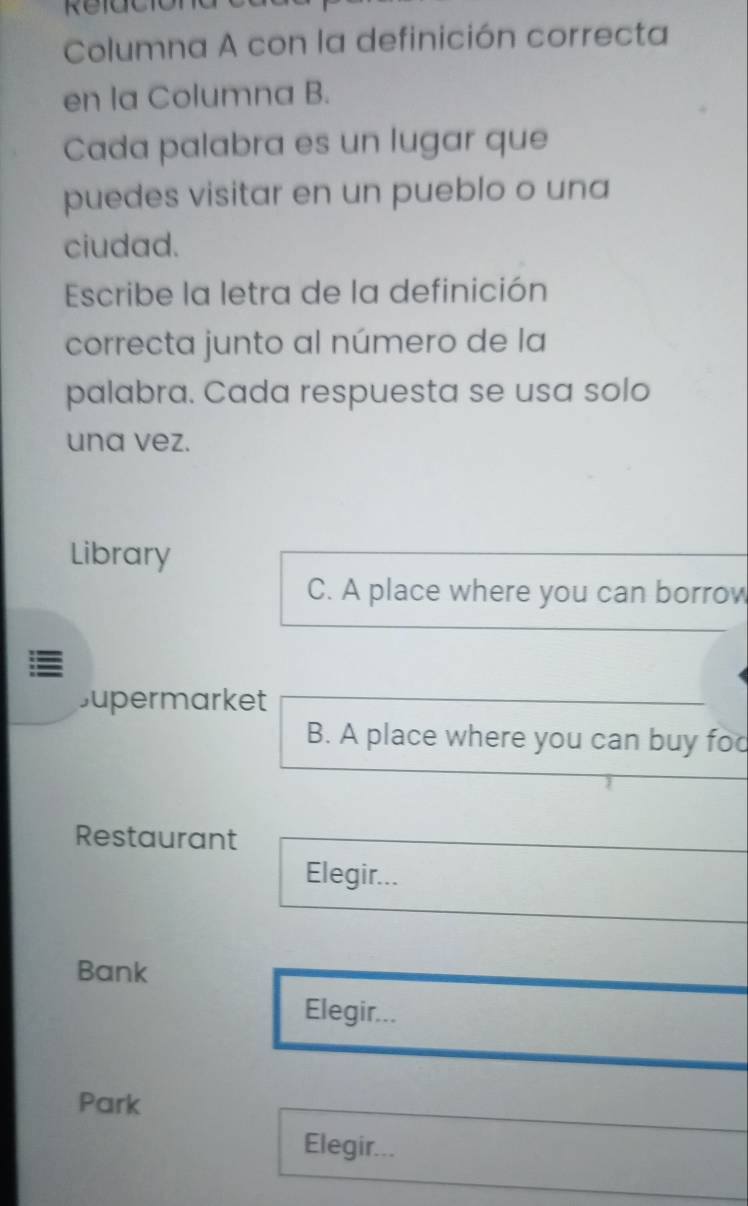 Resuelto:Columna A con la definición correcta en la Columna B. Cada ...