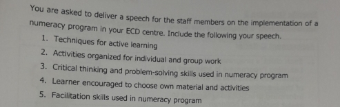 Solved: You are asked to deliver a speech for the staff members on the ...